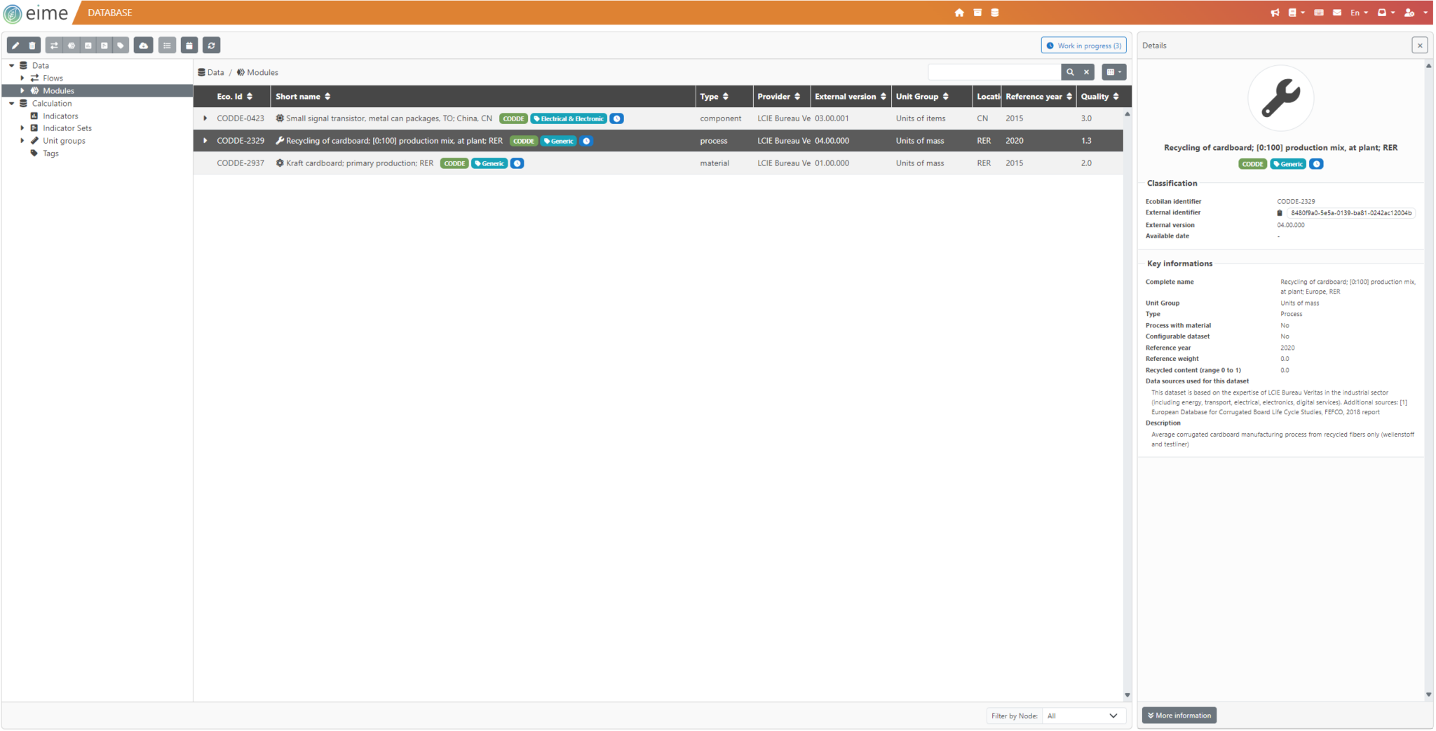 EIME - LCA and Eco-design Software - Bureau Veritas CODDE